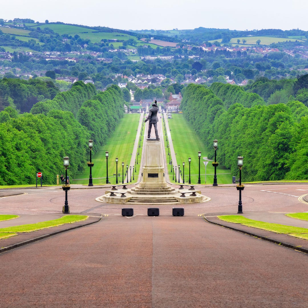 Formal Tree-lined Landscape Print, Symmetrical Cityscape Wall Art ...