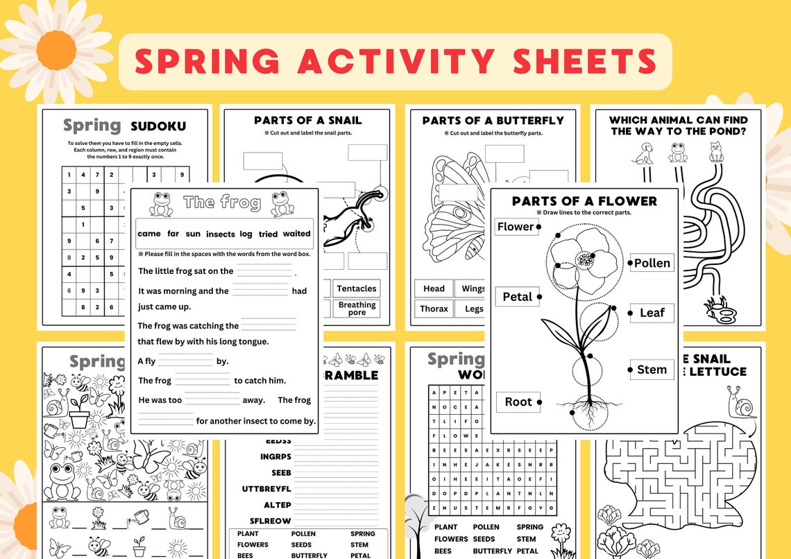 Spring Printable, Spring Activity Pack, Spring Coloring, Parts of a ...