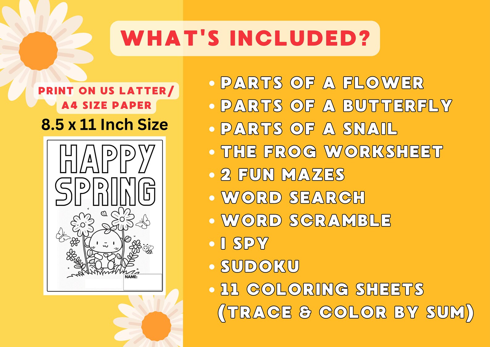 Spring Printable, Spring Activity Pack, Spring Coloring, Parts of a ...
