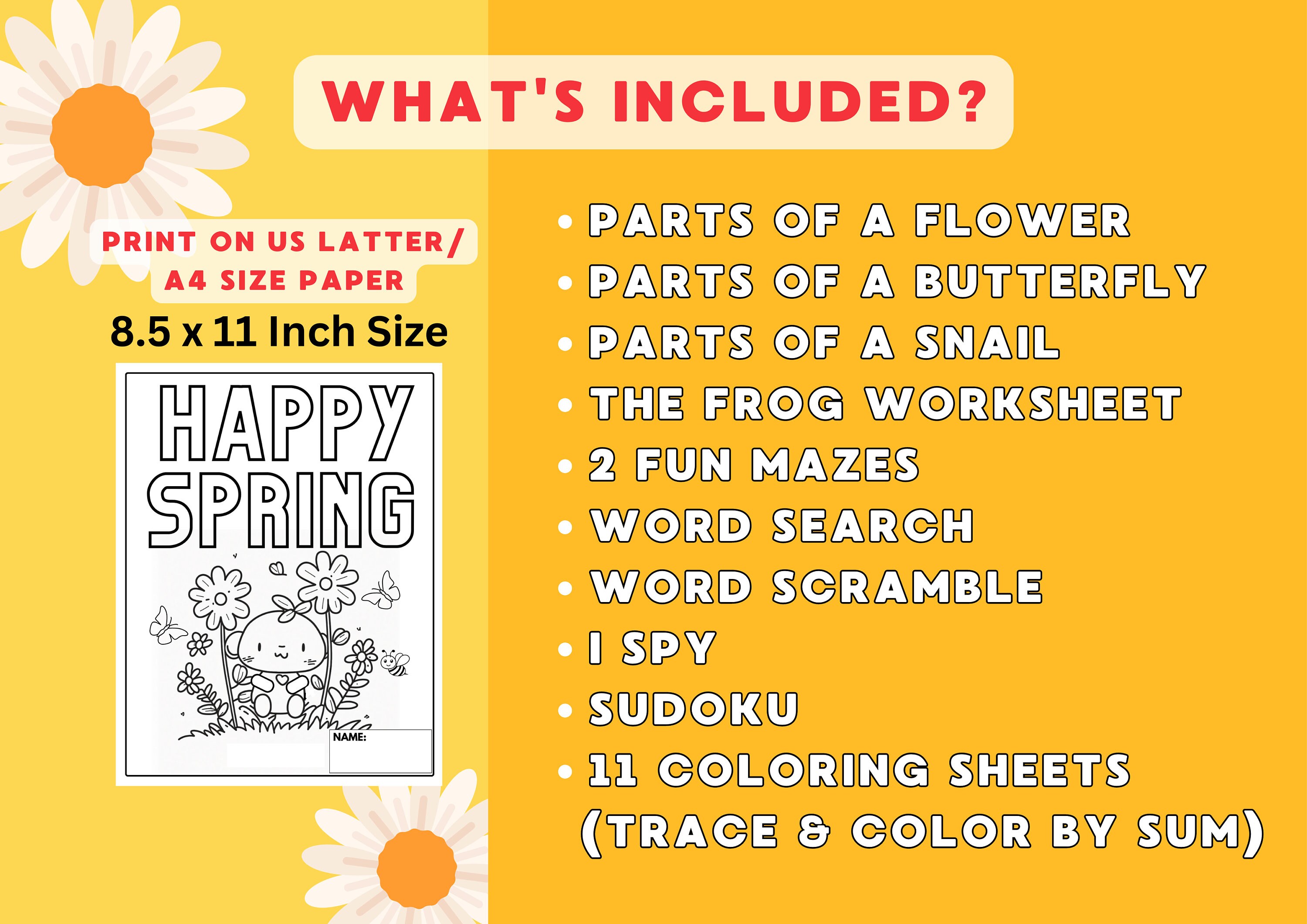 Spring Printable, Spring Activity Pack, Spring Coloring, Parts of a ...