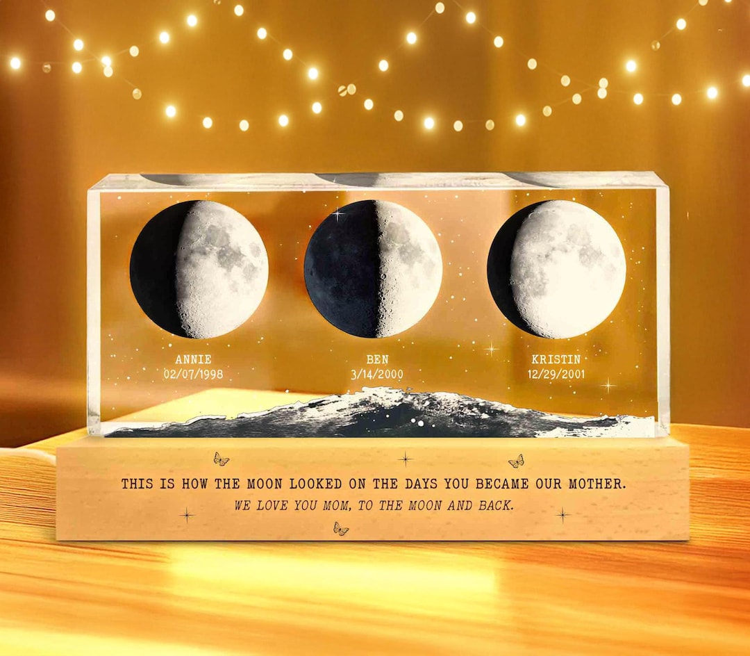 Custom Mother's Day Moon Phase Night Light, Custom Moon Phase Gift ...