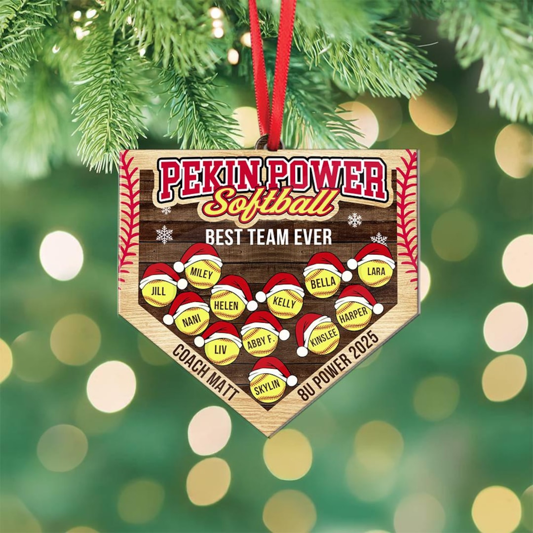 Custom Softball Christmas Ornament, Custom Sport Ornament, Softball ...