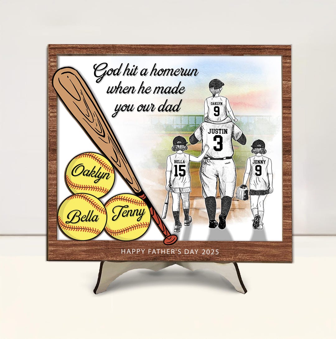 Personalized Softball Dad Sign With Kids Names, Custom Softball Dad ...