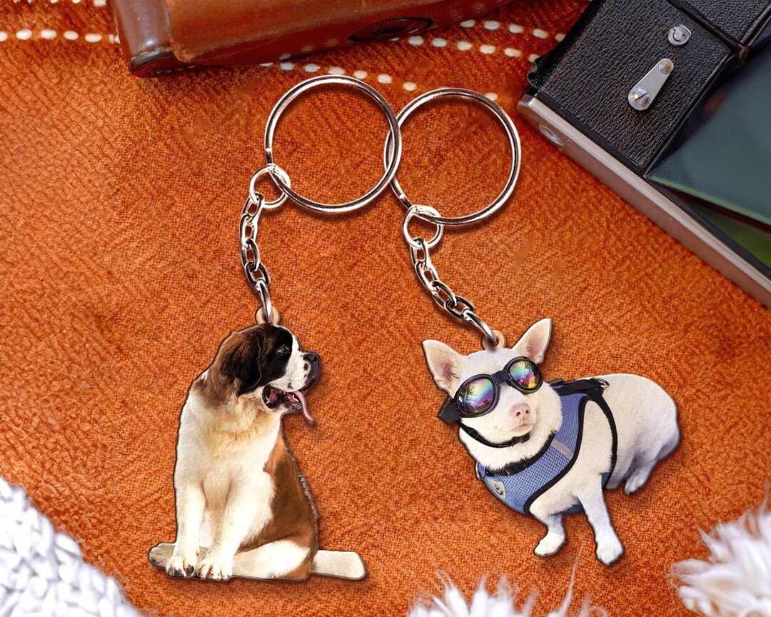 Personalized Pet Photo Wooden Keychain, Custom Pet Keyring, Pet ...