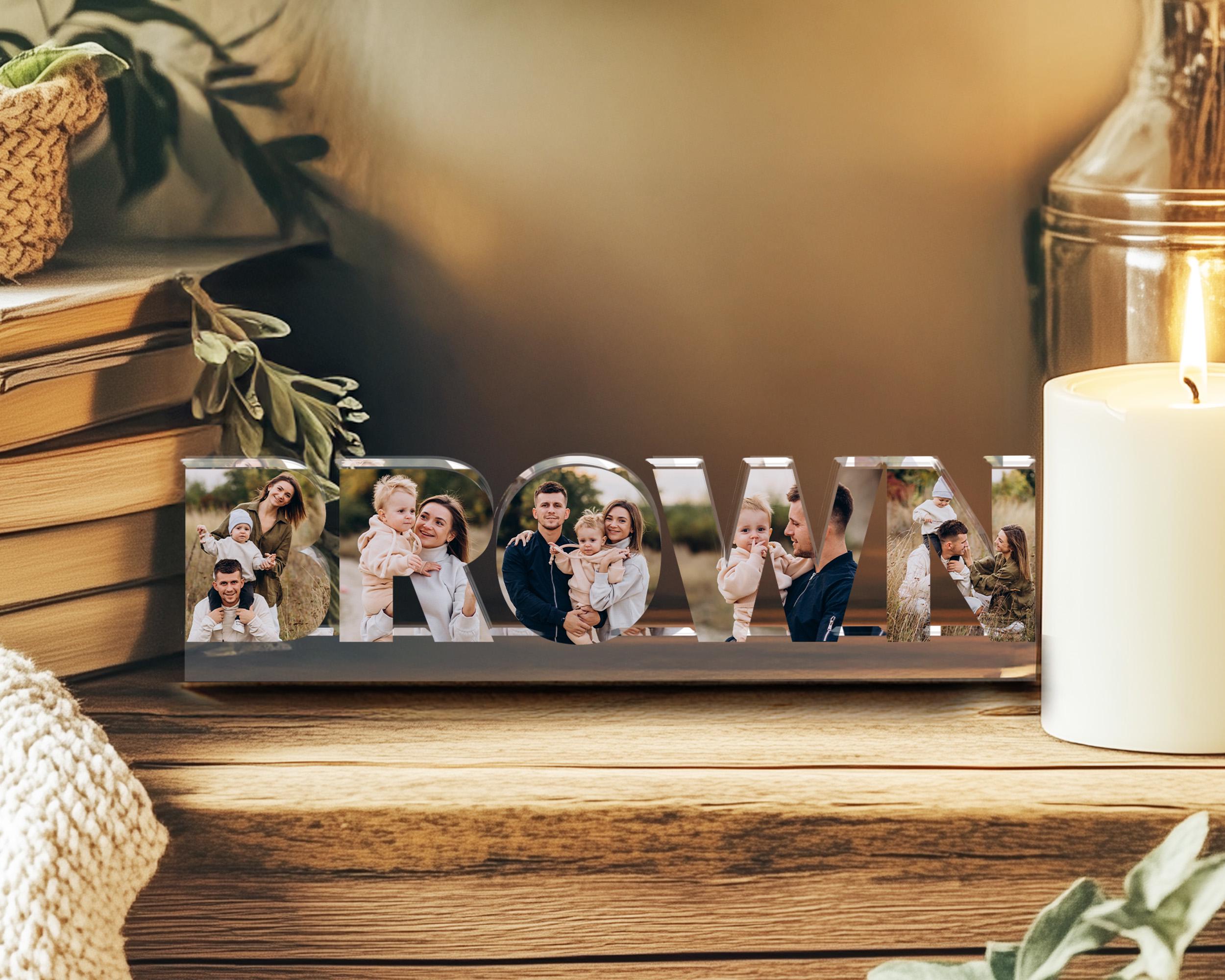 Personalized Family Name Photo Collage Acrylic Block, Family Photo Gift ...