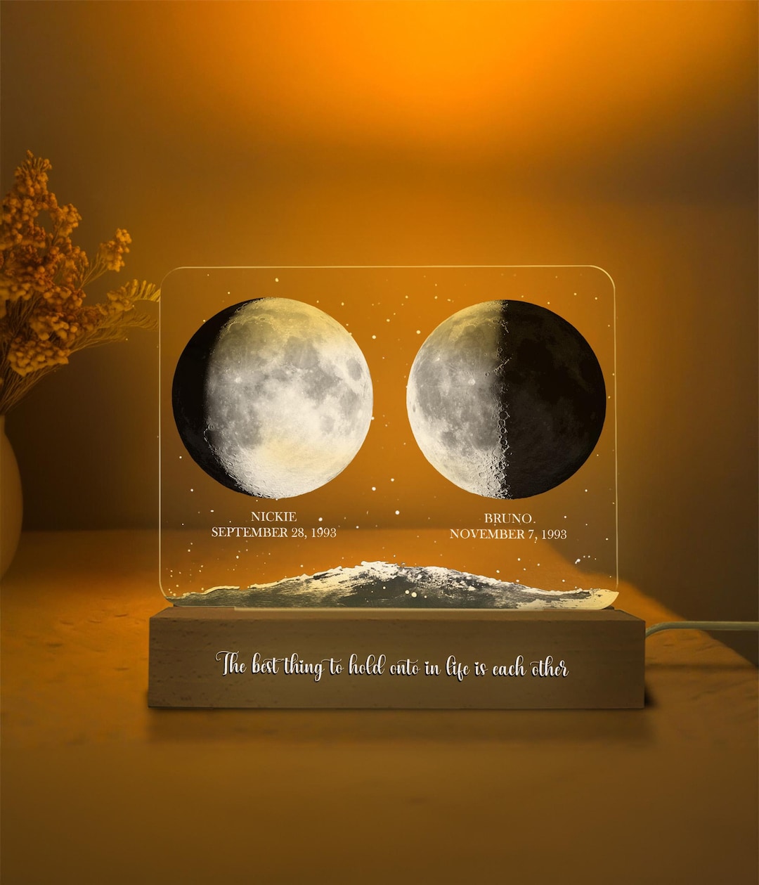 Personalized Moon Phase Light for Couple, Custom Moon Phase Gifts ...