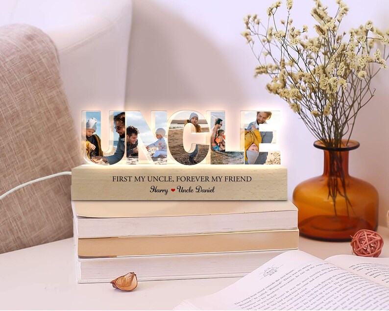 Personalized Uncle Photo Collage Night Light, Family Photo Gift, New ...