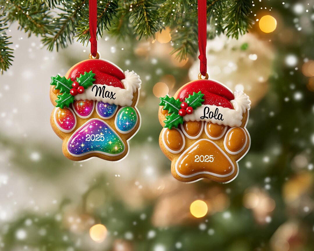 Personalized Gingerbread Pet Paw Ornament, Custom Pet Christmas ...