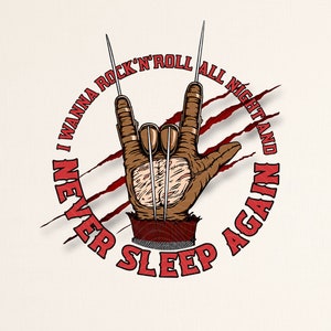 Freddy Krueger Never Sleep Again PNG File, Halloween Rock Png ...