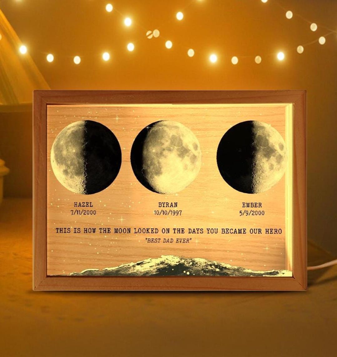 Personalized Moon Phase Light Box, Custom Father's Day Gift, Custom ...