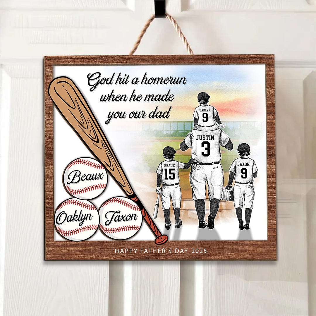 Custom Baseball Dad Sign With Kids Names and Numbers, Custom Baseball ...