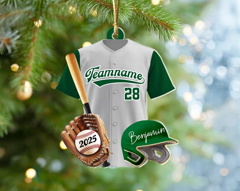 Personalized Baseball Player Christmas Ornament, Sport Ornament ...