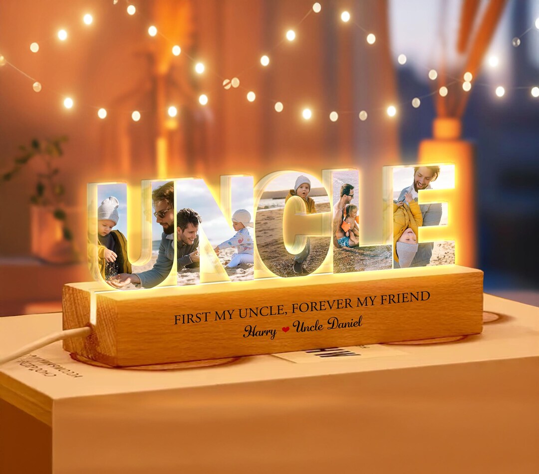 Personalized Uncle Photo Collage Night Light, Family Photo Gift, New ...