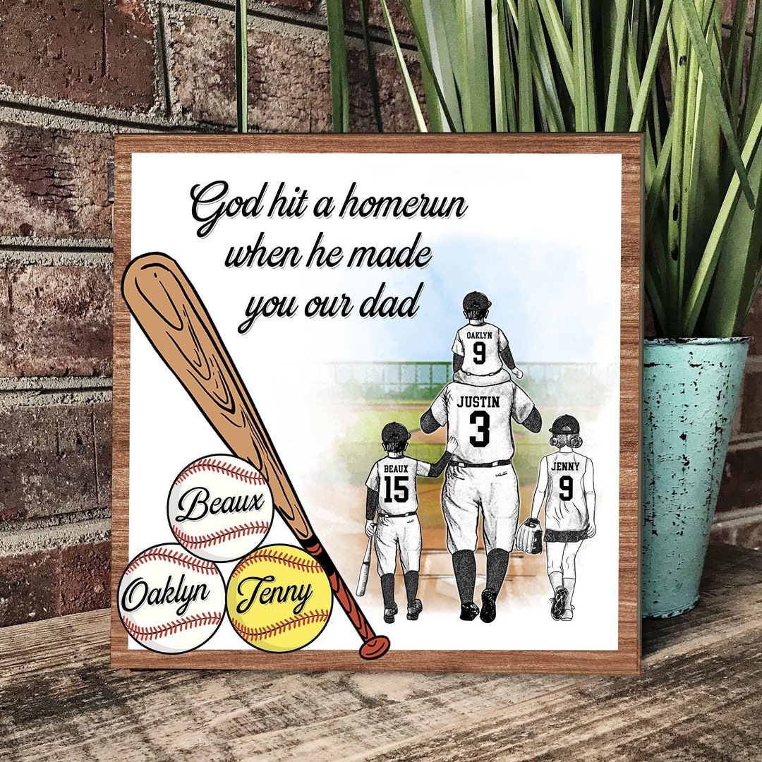 Personalized Baseball Dad Sign With Kids Names and Numbers, Custom ...