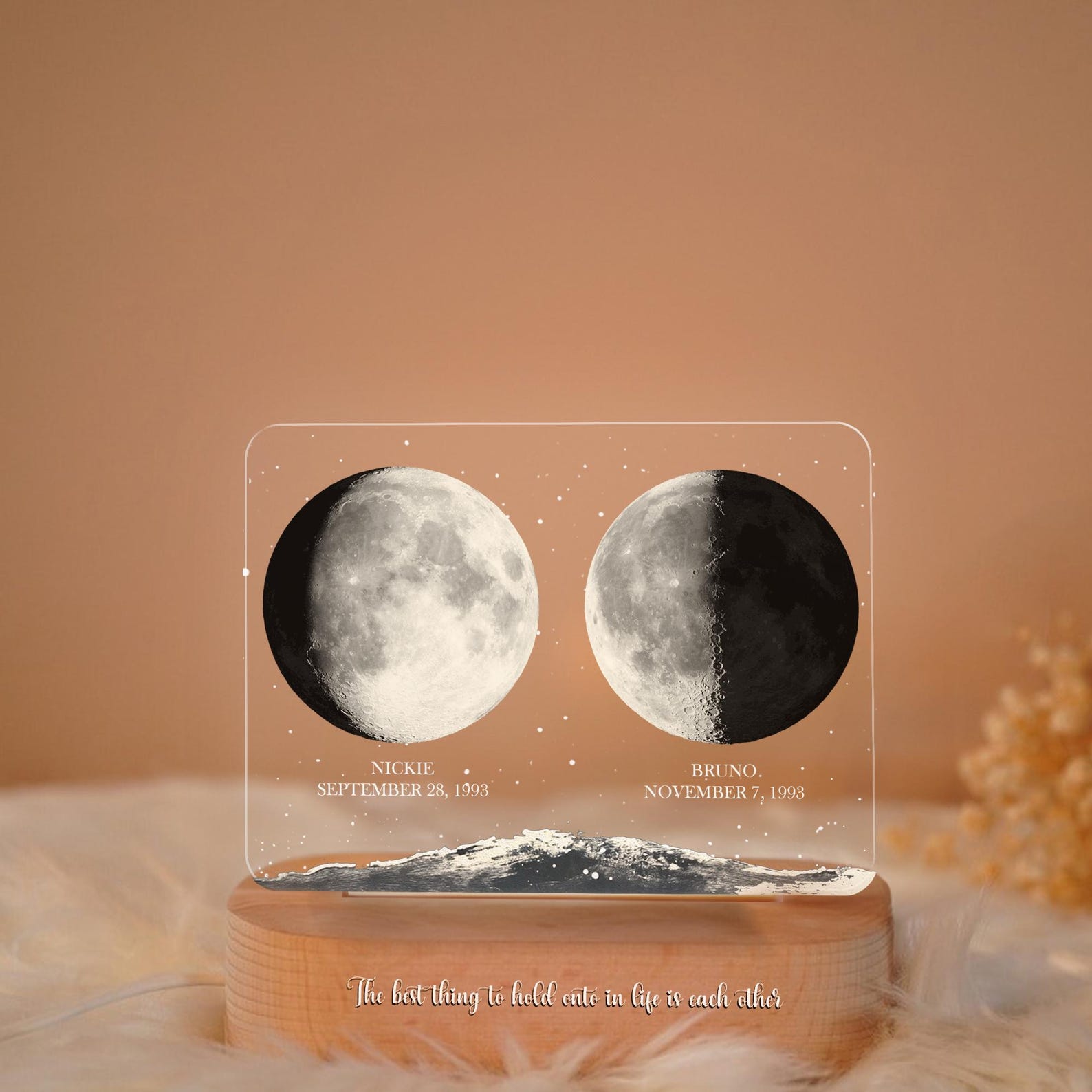 Personalized Moon Phases Couple Night Light, Custom Moon Phase ...