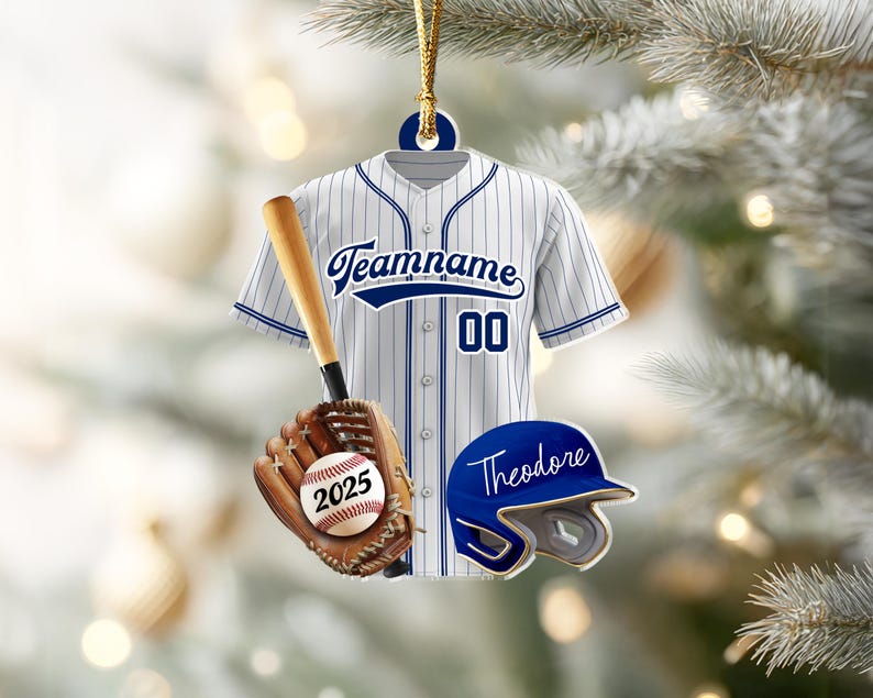 Personalized Baseball Player Christmas Ornament, Sport Ornament ...