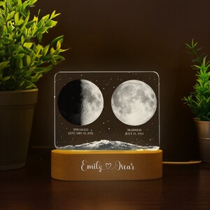 Personalized Moon Phases Night Lamp, Custom Gift for Couple, Custom ...