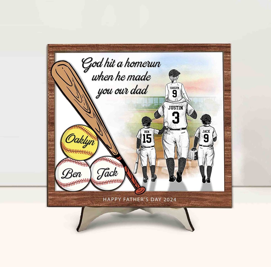 Personalized Sport Dad Sign, Custom Baseball Dad Gift From Kids ...