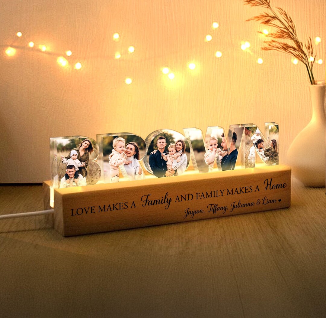 Personalized Family Name Photo Collage Night Light, Family Photo Gift ...