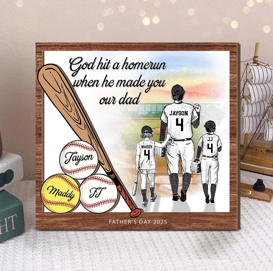 Personalized Sport Dad Sign, Custom Baseball Dad Gift From Kids ...