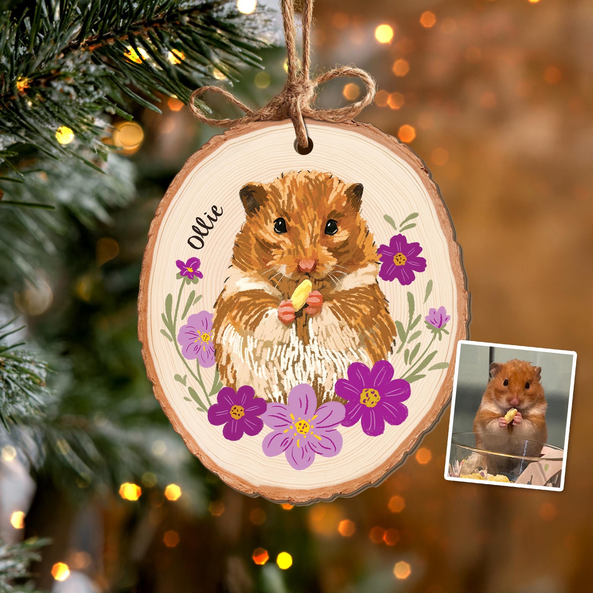 Custom Guinea Pig Portrait Ornament, Hamster Ornament, Pet Memorial ...