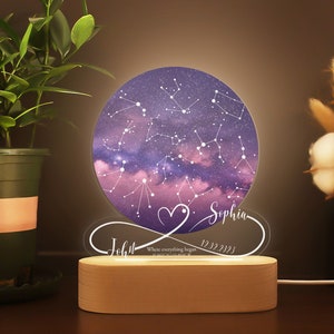 Personalized Star Map Night Light, Custom Constellation Chart Night ...