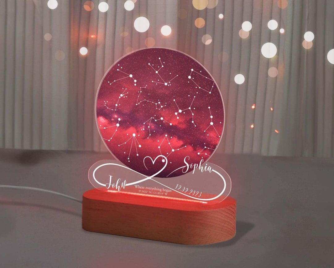 Personalized Star Map Night Light, Custom Constellation Chart Night ...