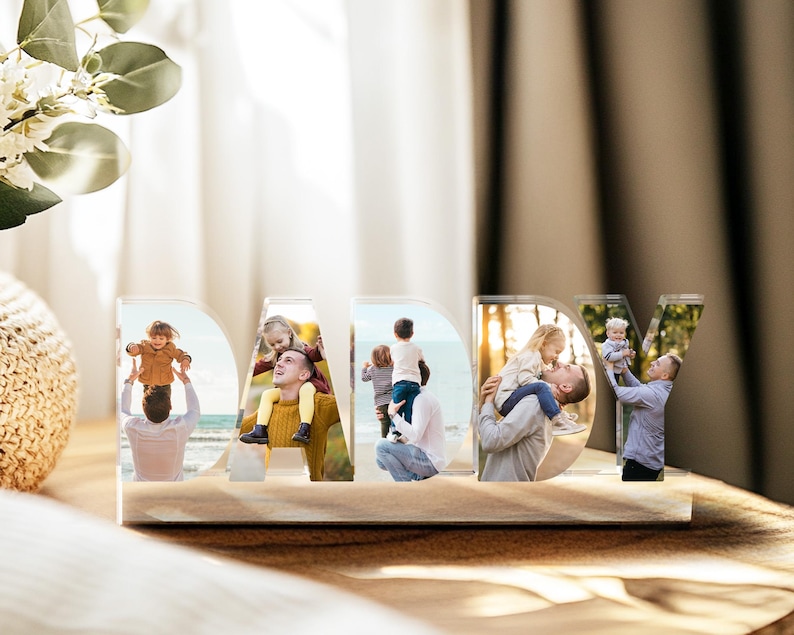 Custom Grandpa Photo Collage Acrylic Block, Dad Photo Gift, Father's ...
