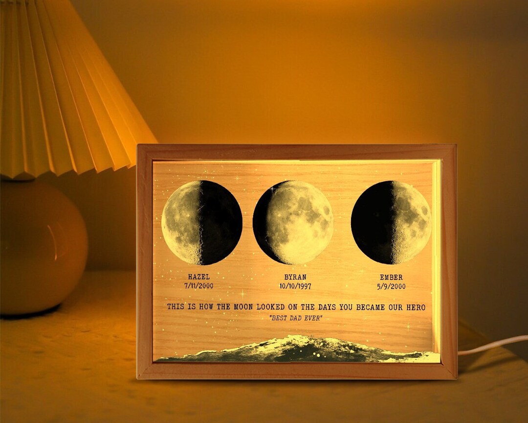 Personalized Moon Phase Light Box, Custom Father's Day Gift, Custom ...