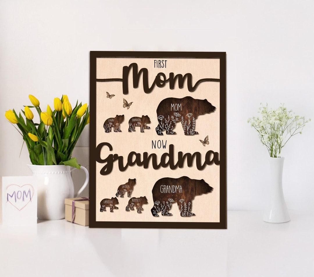 Custom Mama Bear Sign With Kids Name, Mother's Day Grandma Sign, Gift ...