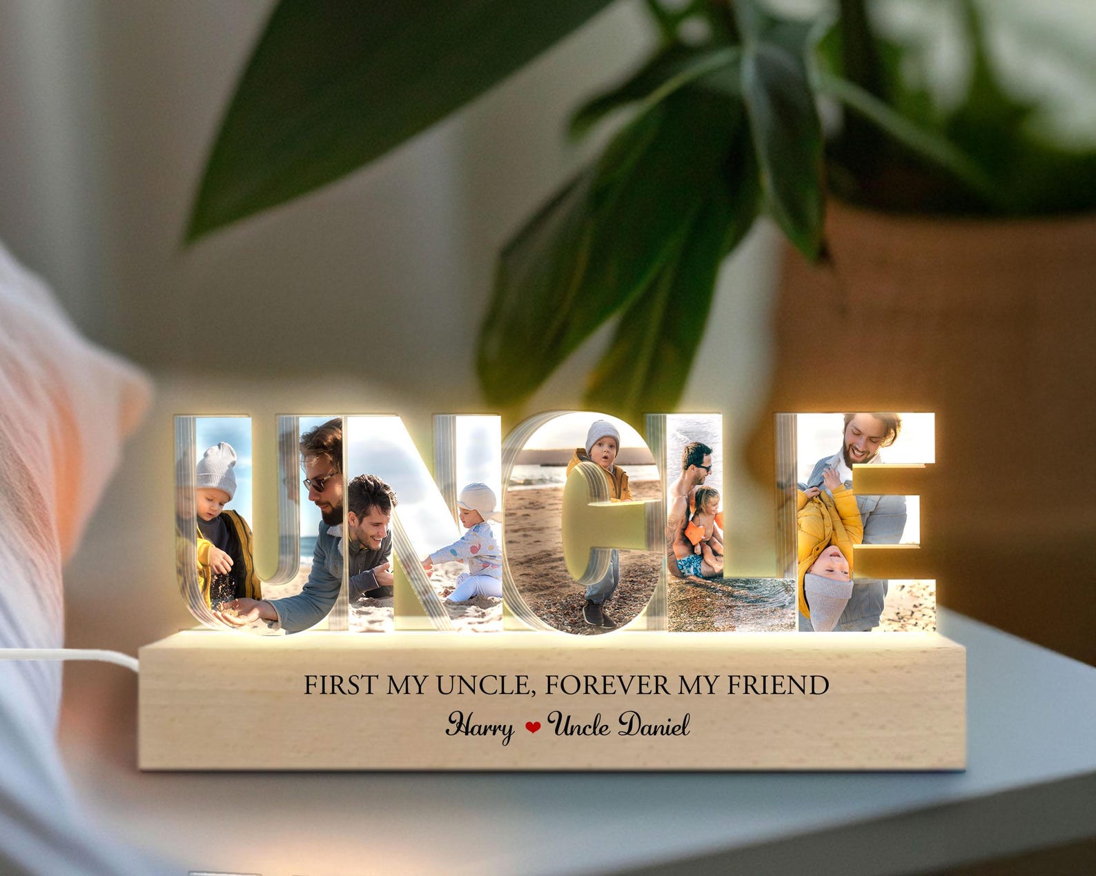 Personalized Uncle Photo Collage Night Light, Family Photo Gift, New ...