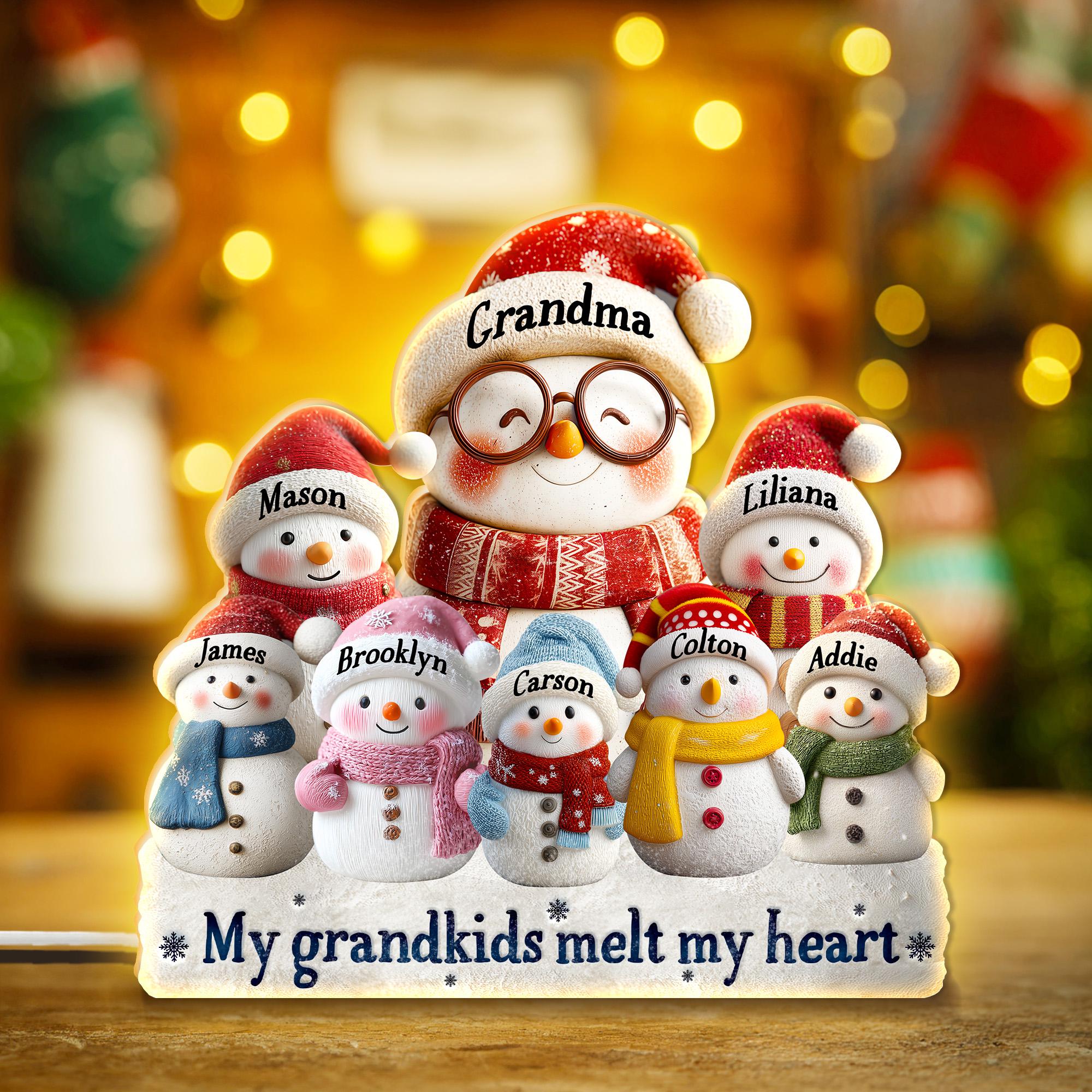 Custom Grandma Snowman Light Box, Snowman Family Christmas Night Light ...