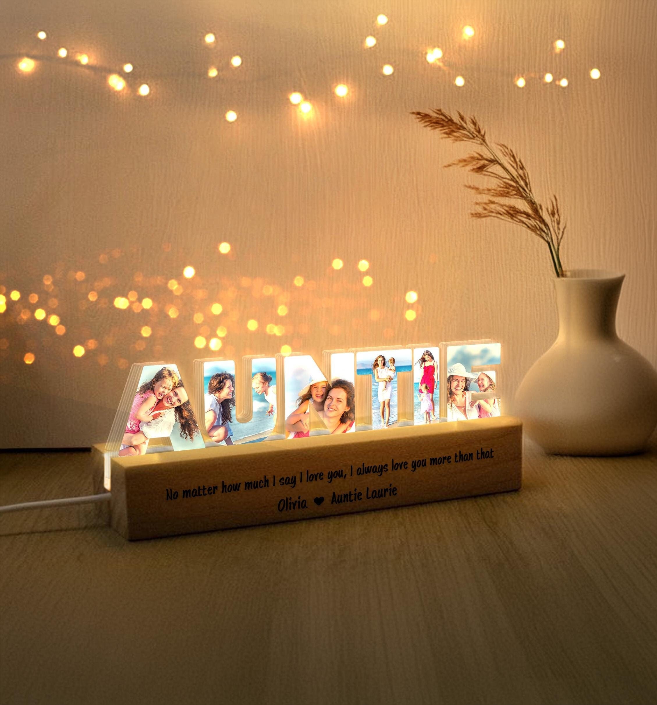 Personalized Auntie Photo Collage Night Light, Custom Auntie Photo Gift ...