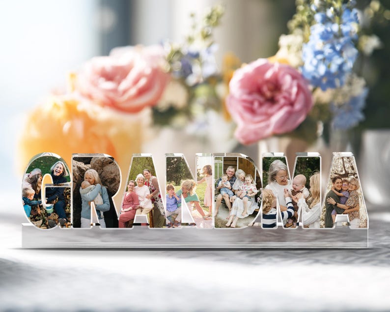 Personalized Grandma Photo Collage Acrylic Block, Grandma Photo Gift ...