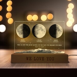 Personalized Moon Phase Father's Day Night Light, Custom Moon Phase ...