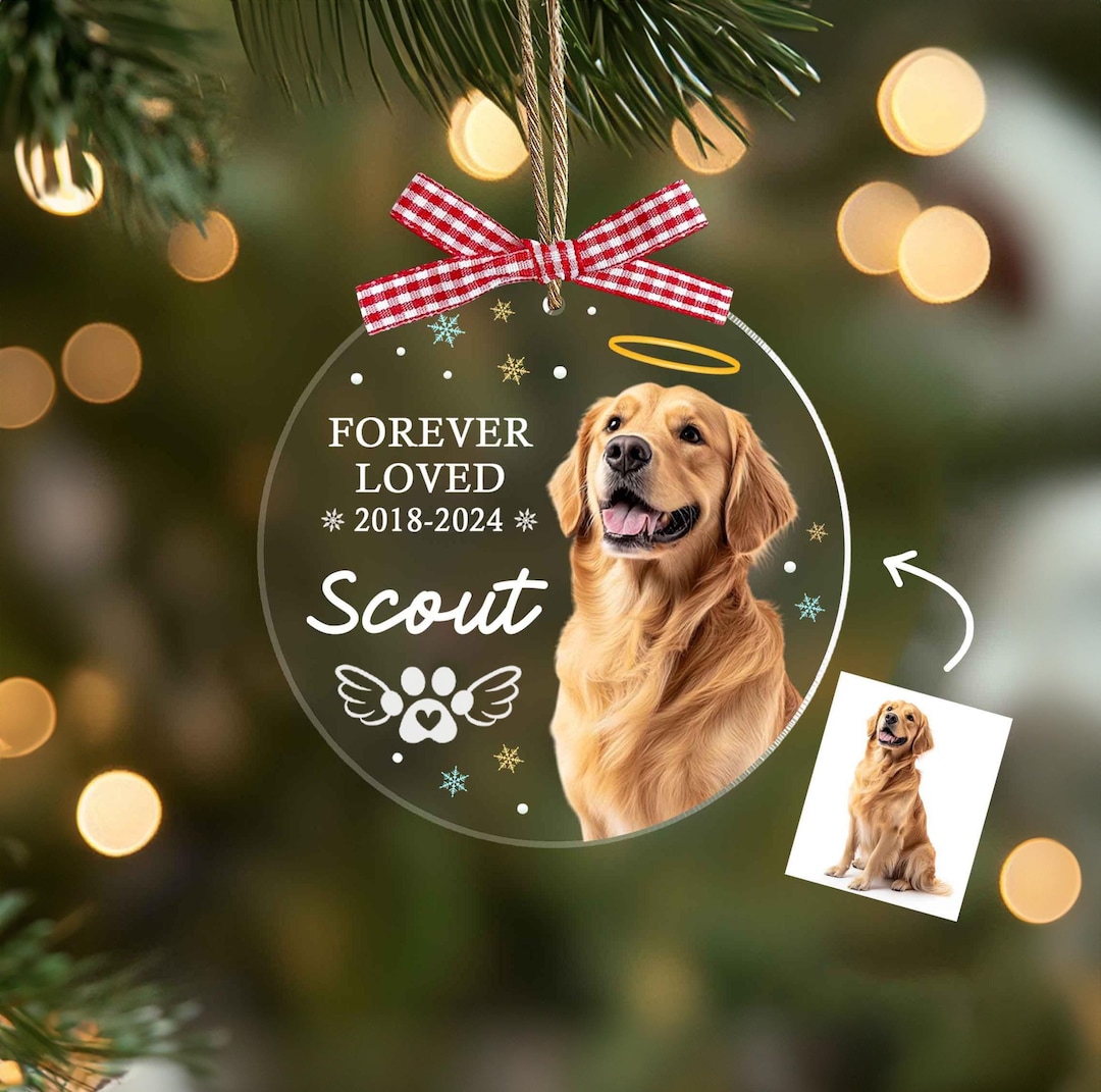 Personalized Pet Memorial Christmas Ornament, Custom Pet Photo Ornament ...