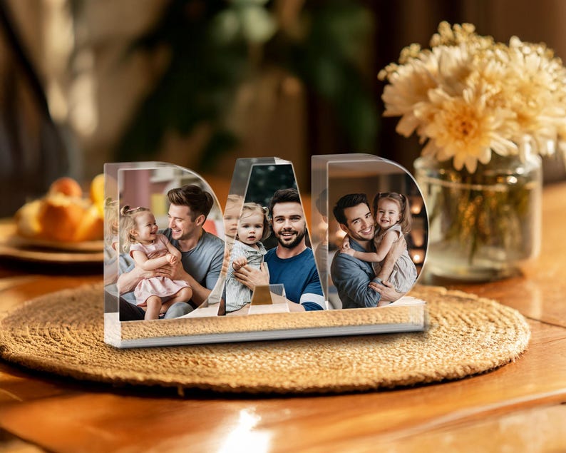 Custom Grandpa Photo Collage Acrylic Block, Dad Photo Gift, Father's ...