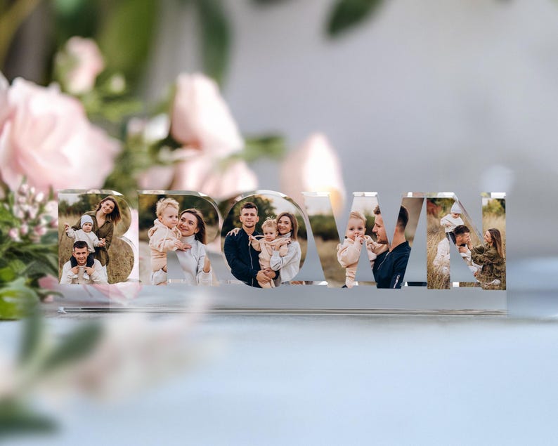Personalized Family Name Photo Collage Acrylic Block, Family Photo Gift ...