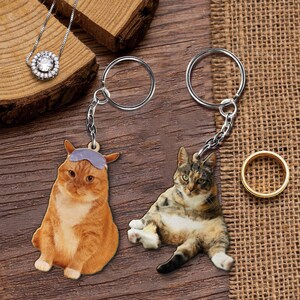 Personalized Pet Photo Wooden Keychain, Custom Pet Keyring, Pet ...