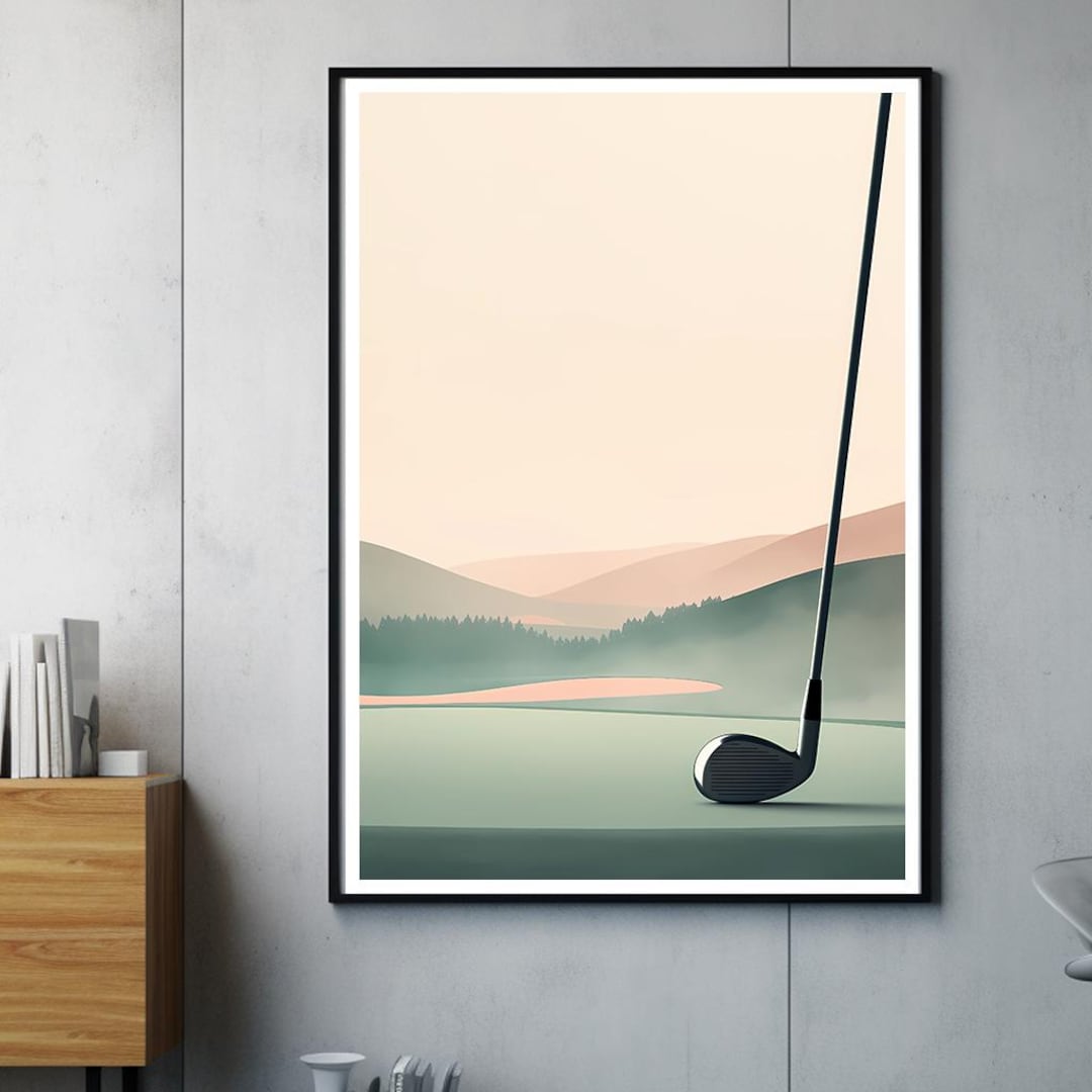 Minimalist Golf Poster | Modern Golf Wall Art Pastel Colors | Gift for ...