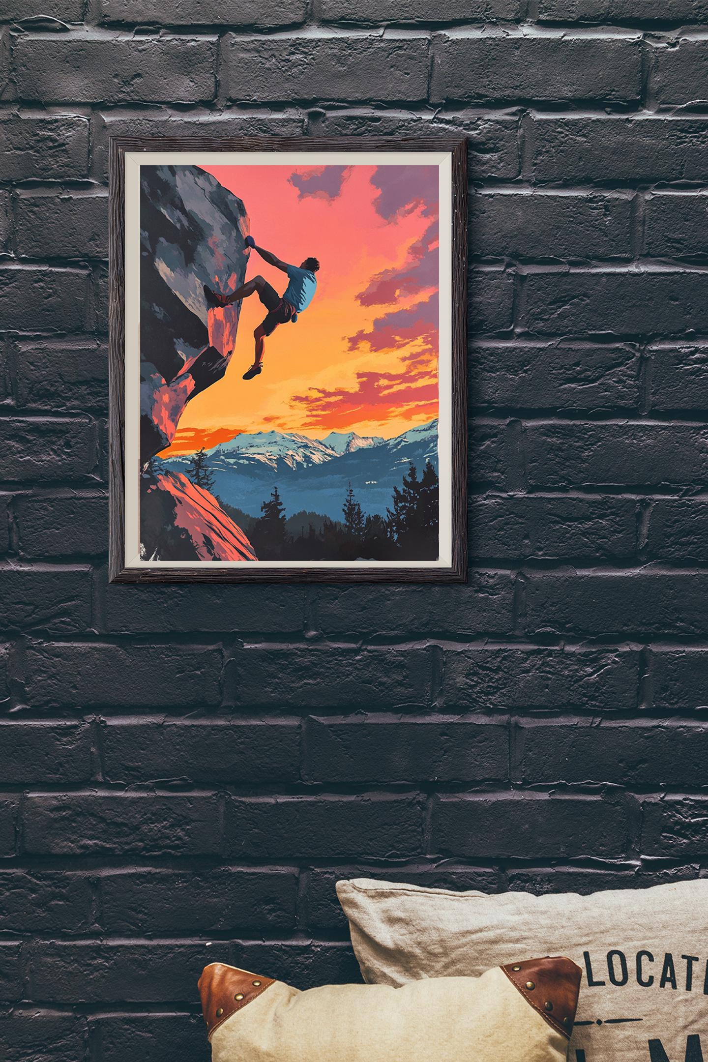 Climbing Wall Art Print | Minimalist Bouldering Poster | Sport Climbing ...
