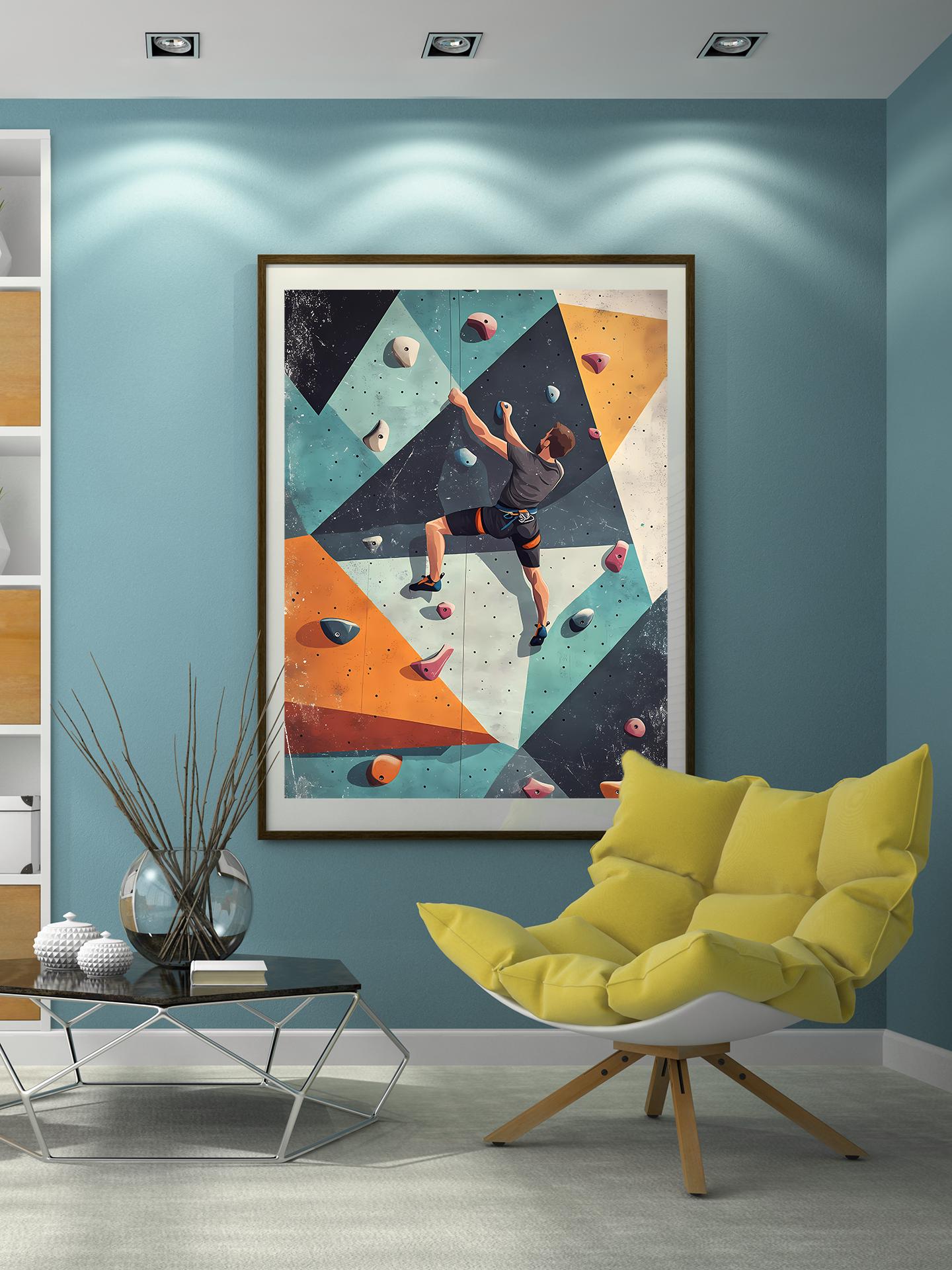 Climbing Wall Art Print | Minimalist Indoor Bouldering Poster | Sport ...