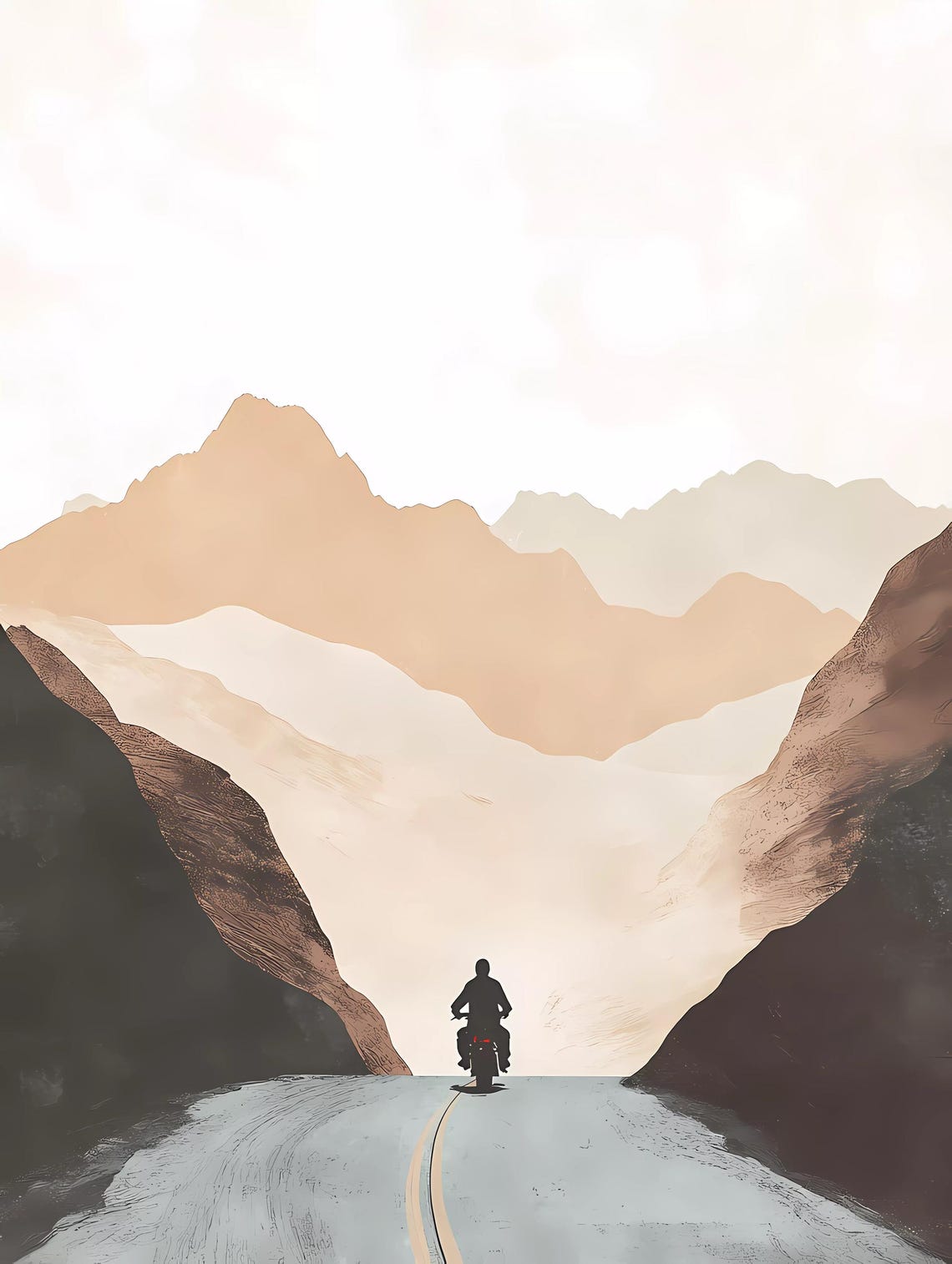 Minimalist Motorcycle Adventure Poster Winding Road in Mountain ...