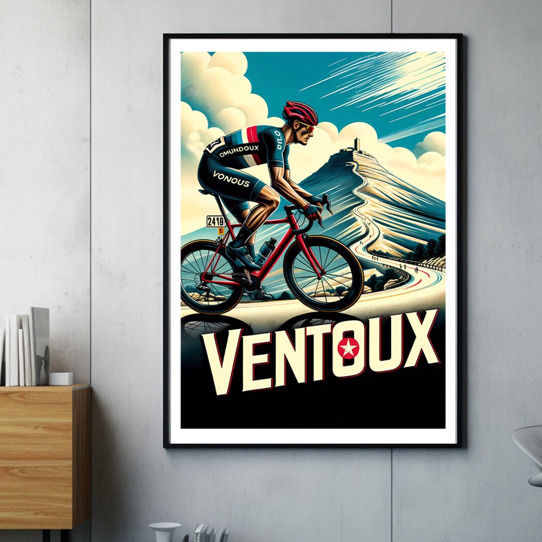 Mount Ventoux Road Bike Poster Cyclist Art Cycling Fans, Adventurers ...