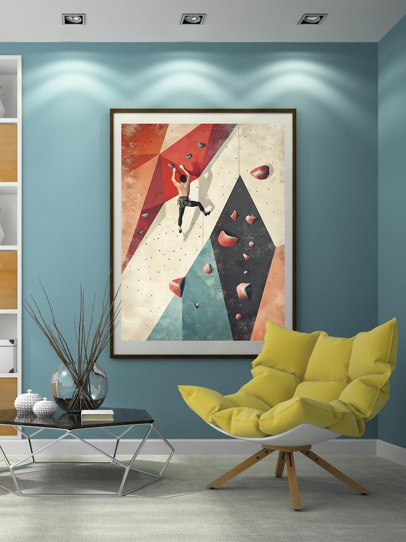 Climbing Wall Art Print | Minimalist Indoor Bouldering Poster | Sport ...