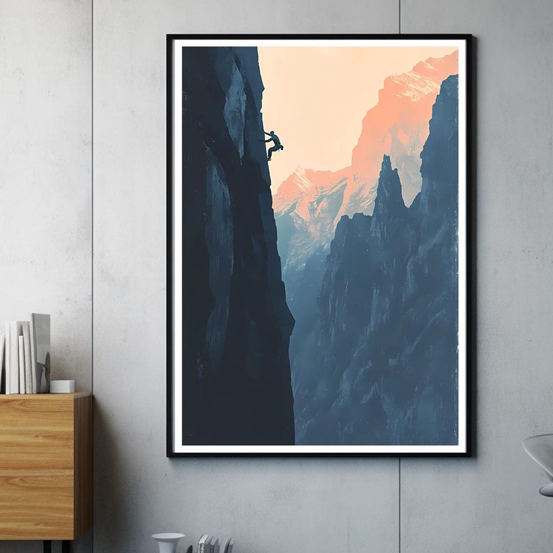 Mountain Climbing Summit Poster | Minimalist Hiking and Rock Climbing ...