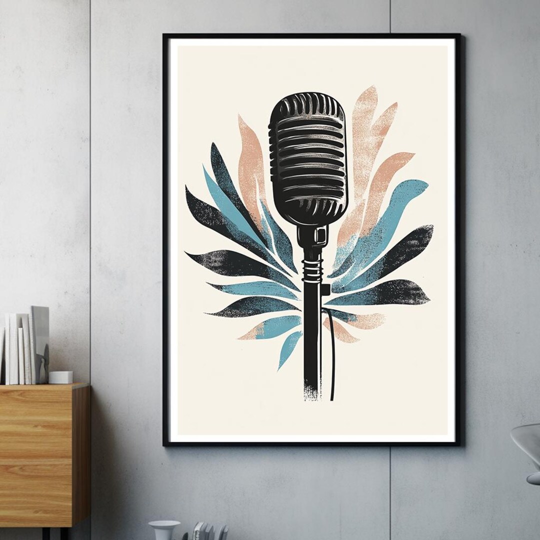 Microphone Poster - Vintage Music Wall Art Without Frame | Abstract ...
