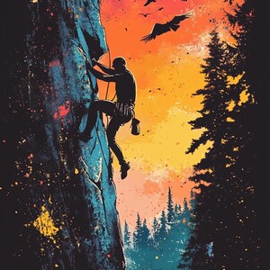 Climbing Adventure Wall Art - Bouldering | Dynamic Mountain Climbing ...