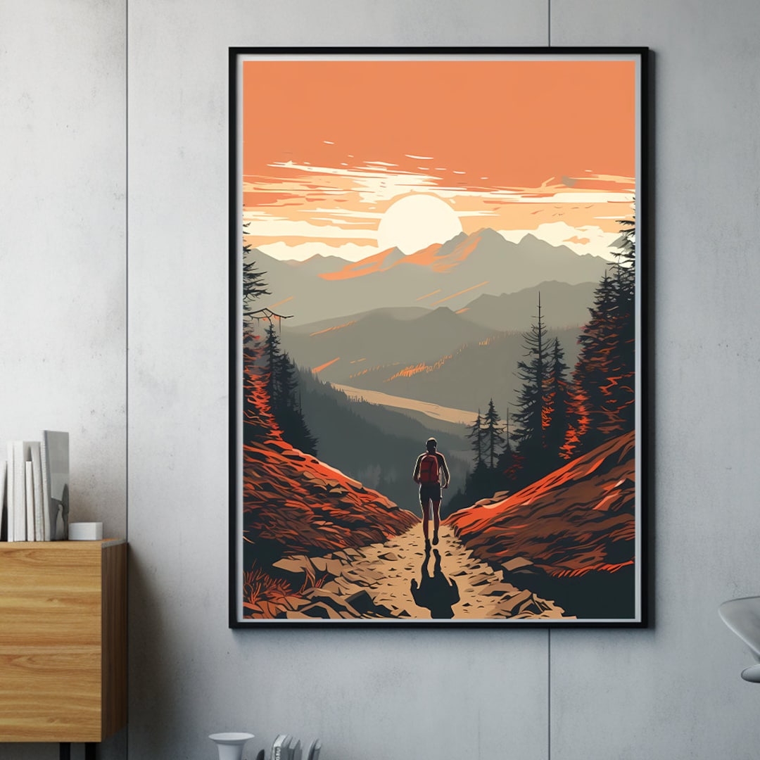Trail Runner Poster in Adventure Inspirational Trail Running Wall Art ...