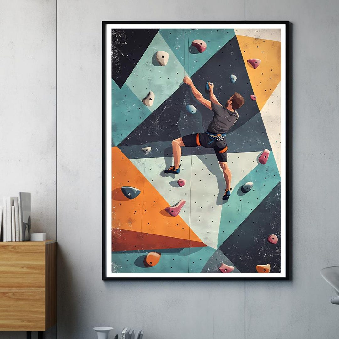 Climbing Wall Art Print | Minimalist Indoor Bouldering Poster | Sport ...